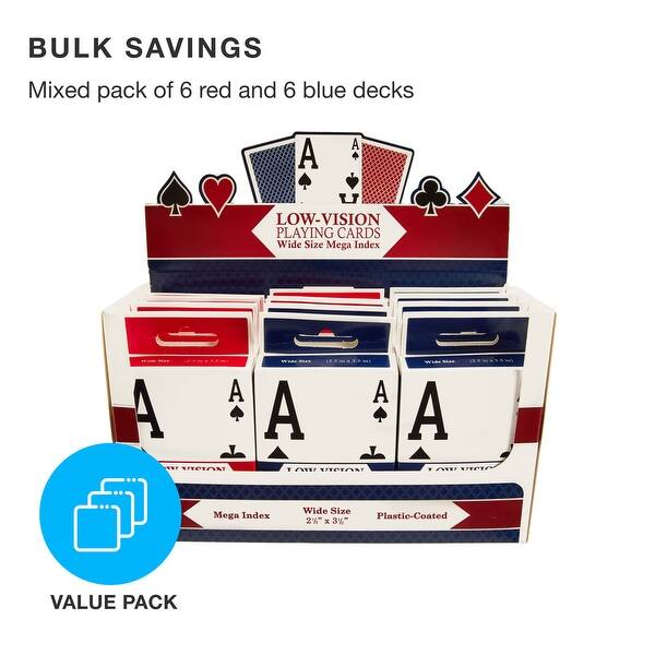 Low-vision Card Decks (Red/Blue) 12-Deck PDQ - Red and Blue - 8x5x3 in ...