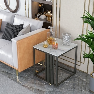 Modern Accent End Table with Metal Legs Sintered Tabletop Coffee Table ...
