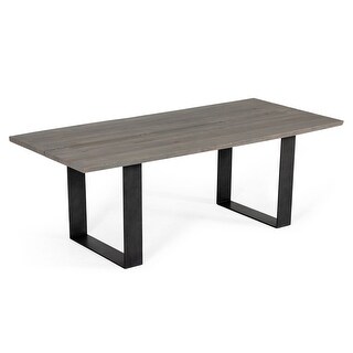 87 Inch Dining Table, Rectangular Top, Open Metal Panel, Gray Oak ...