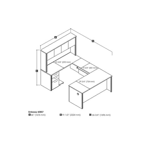 Bestar Embassy U-shape Desk - Bed Bath & Beyond - 5224317
