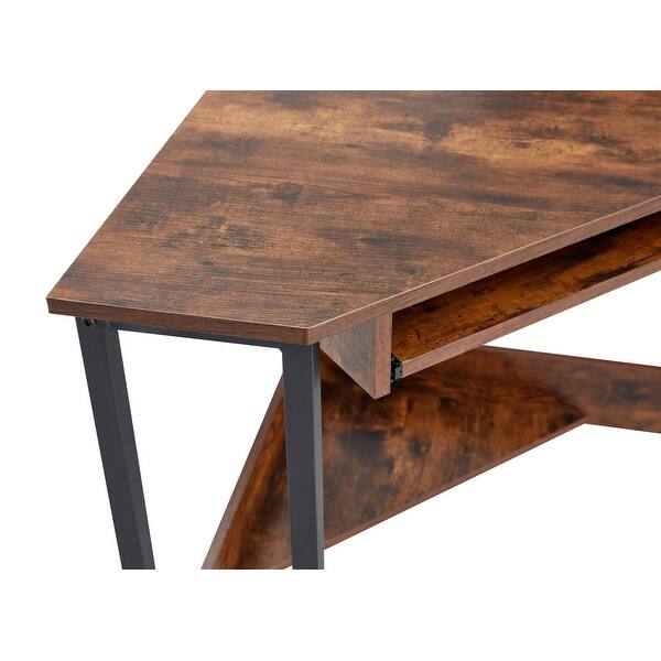 Home Office Triangle Computer Corner Desk With Keyboard Tray and ...