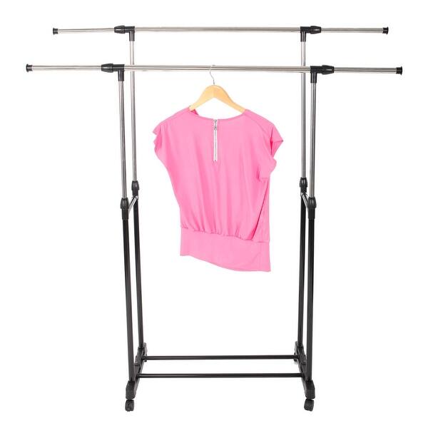 Vertical Horizontal Stretching Stand Clothes Rack with Shoe Shelf - Bed ...