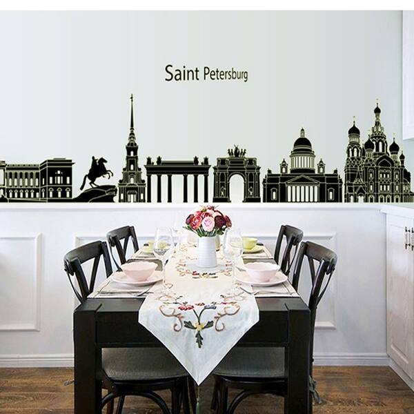PVC Castle Buildings Pattern Water Resistant Removable Glow Wall ...