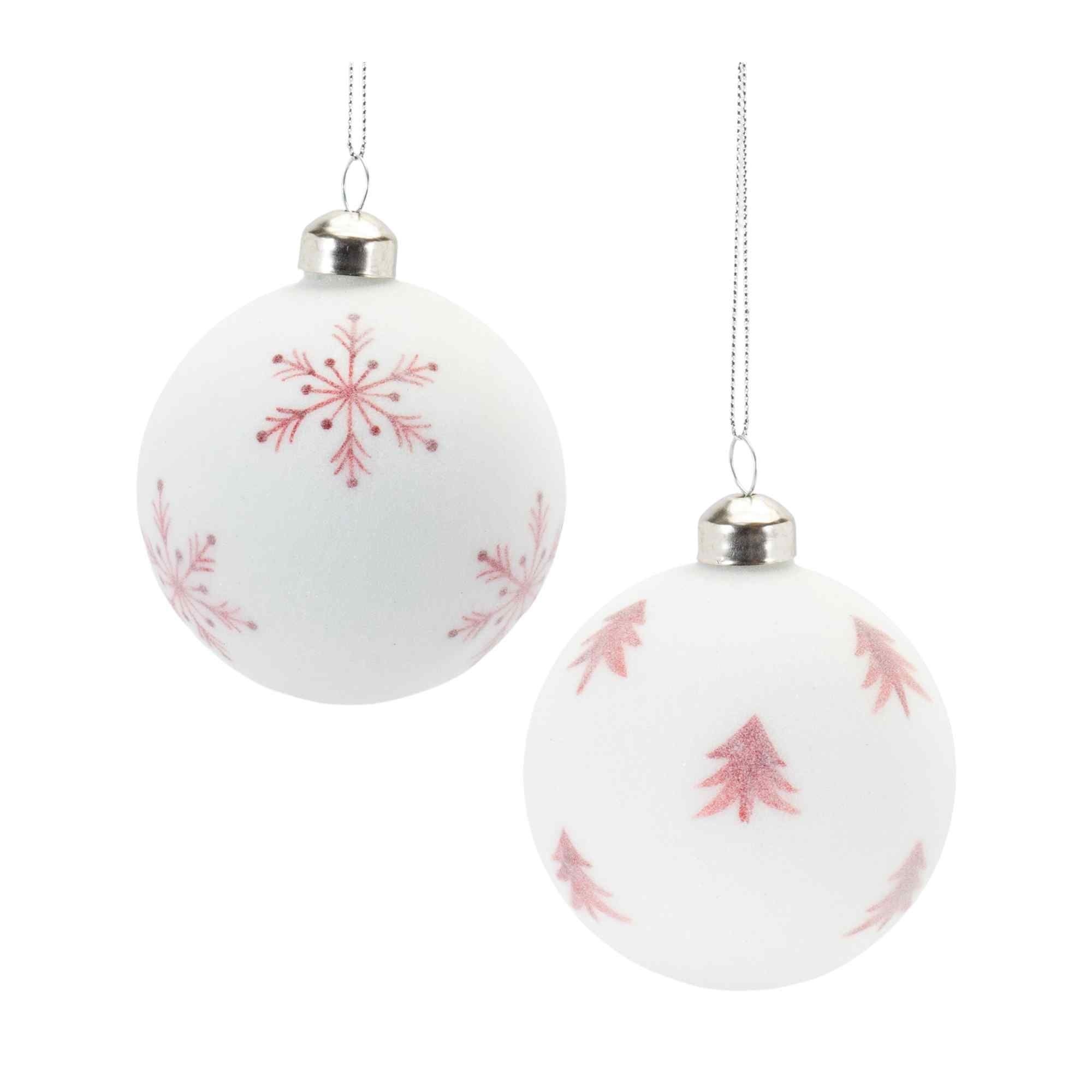 Matte Frosted Glass Christmas Ball Ornaments 3 80mm White Red 12ct