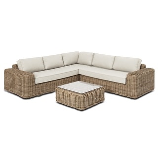 Poly & Bark Puglia Outdoor/Patio Corner Sectional Set with Coffee Table ...