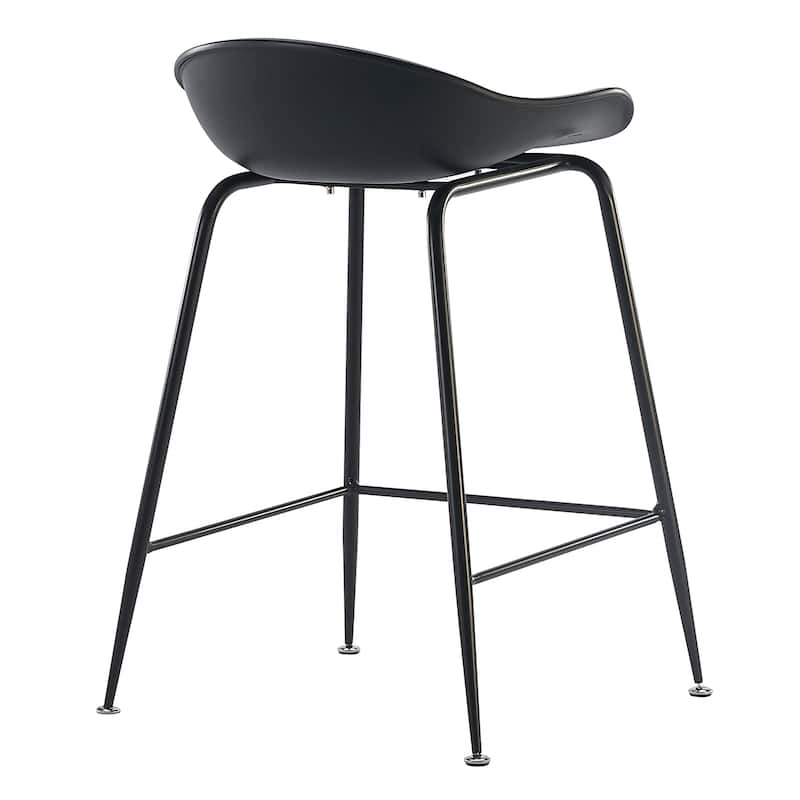 Set Of 2 25" Seat Molded Plastic Shell Counter Stools With Backs Dark ...