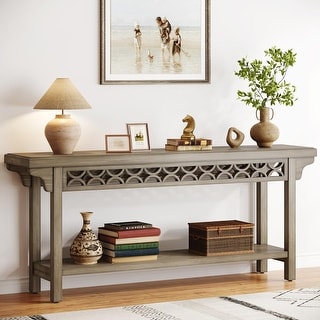 70.8 Inch Farmhouse Solid Wood Long Console Table Sofa Table - On Sale ...
