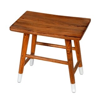 18 Inch Rectangular Acacia Wooden Side Table with Angled Legs, Warm ...