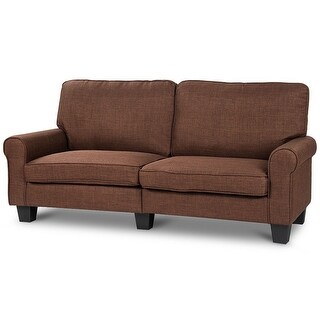 Classic Brown Fabric Loveseat Sofa with Armrests - Bed Bath & Beyond ...