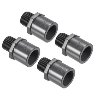 PVC Pipe Fitting Male Thread Socket Straight Connector Gray - Bed Bath ...