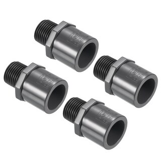PVC Pipe Fitting Male Thread Socket Straight Connector Gray - Bed Bath ...