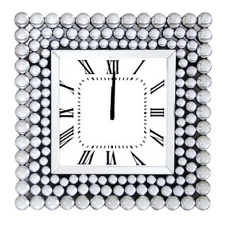 Square Wall Clock with Mirror Trim and Shiny Jeweled Accents, Wall ...