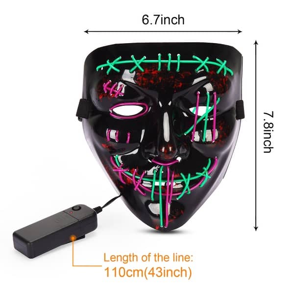 2PACK Halloween Led Mask Light Up Scary Mask Purge Mask with 3 Lighting ...