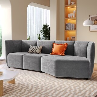 Free Combination Modules Couch Adjustable Back Sofa w/ Wooden Legs ...