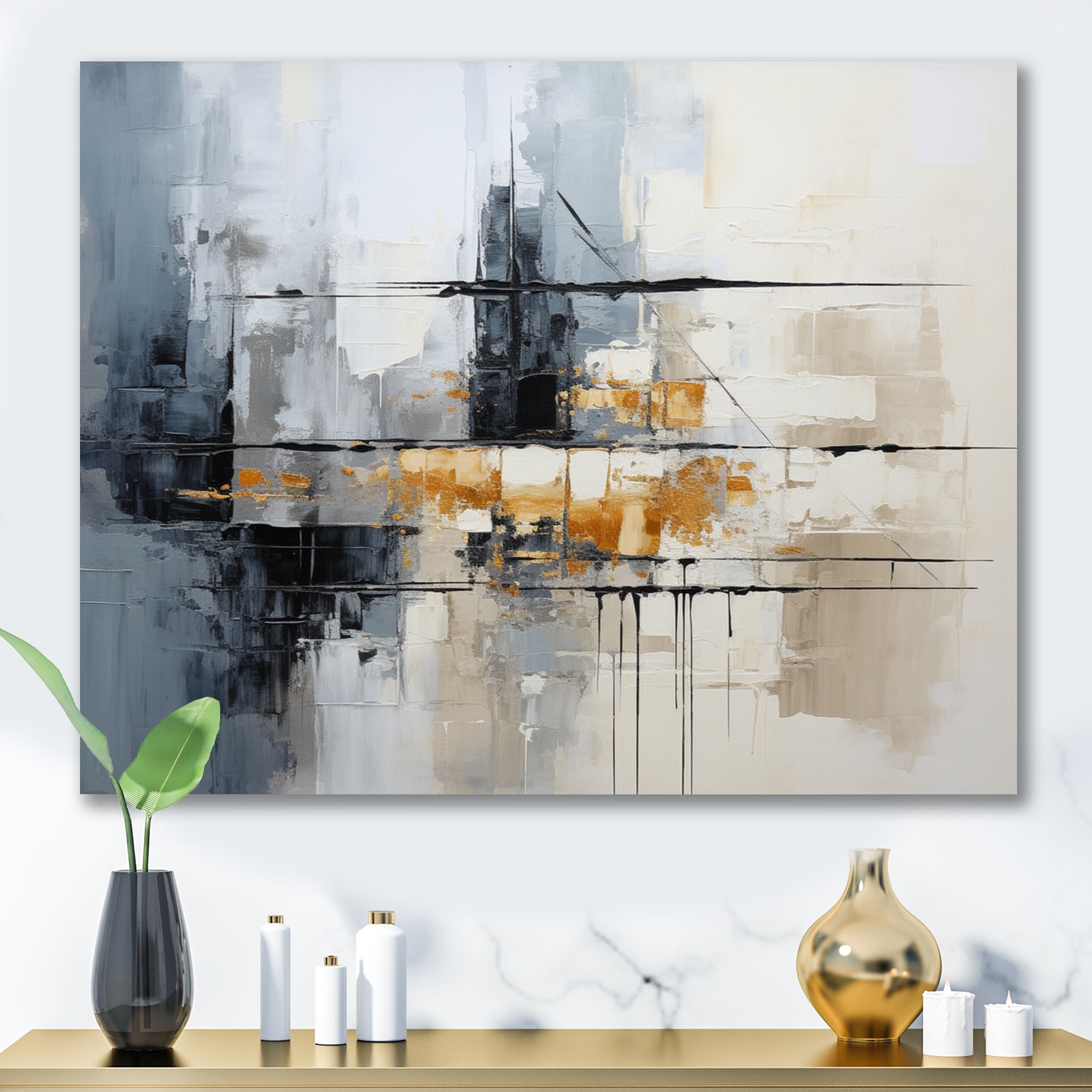 Designart "Collage Frozen Snow III" Abstract Collages Wall Decor - Bed ...