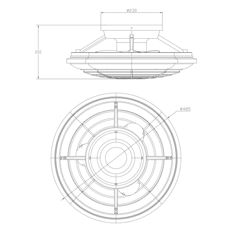 20" Modern White Low Profile Enclosed Ceiling Fan with Dimmable LED ...