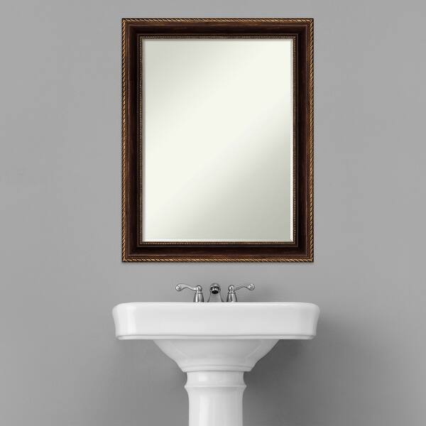Petite Bevel Bathroom Wall Mirror - Corded Black Frame - 22 x 28 in ...