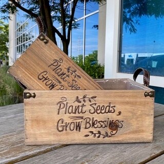 Wood With Plant Seeds Grow Blessings Planters (Set Of 2) - Bed Bath ...