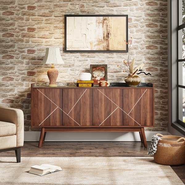 55 inch Buffet Cabinet Kitchen Sideboard Buffet Table Coffee Bar with Storage and Doors for Dining Room Living Room Entryway On Sale Bed Bath Beyond 37784151