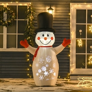HOMCOM 6 ft. Snowman Inflatable Christmas Decoration with Snowflake ...