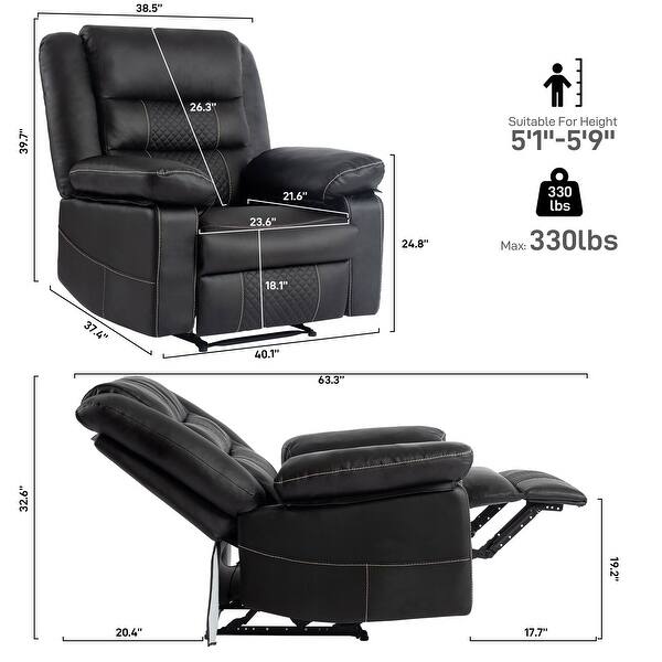 Breathable Leather Massage Recliner Chair Manual Living Room Reclining