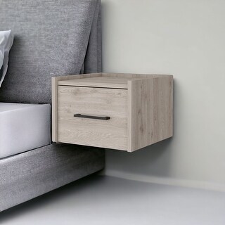 HomeRoots 10" Gray One Drawer Faux Wood Floating Nightstand - Bed Bath ...