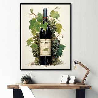 Designart "French Red Wine Bordeaux Bounty I" France Framed Wall Decor ...