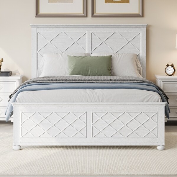Classic King Size Wooden Platform Bed with Headboard and Footboard Bed Bath Beyond 42350321