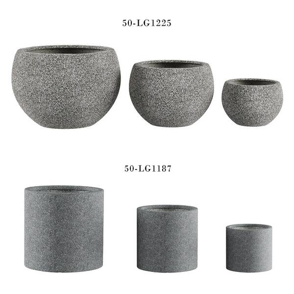 Fiber Clay Planters - 3-Piece Varying Height Textured Pot Set by Pure ...