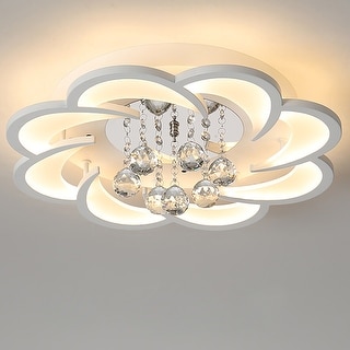 Modern Flower-Shaped LED Ceiling Lighting Crystal Flush Mount - Bed ...