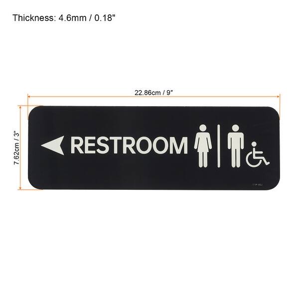 Restroom with Left Arrow Sign Self Adhesive Door Sticker - Black - Bed ...
