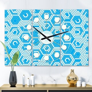 Designart 'Retro Hexagon Pattern VII' Oversized Mid-Century wall clock ...