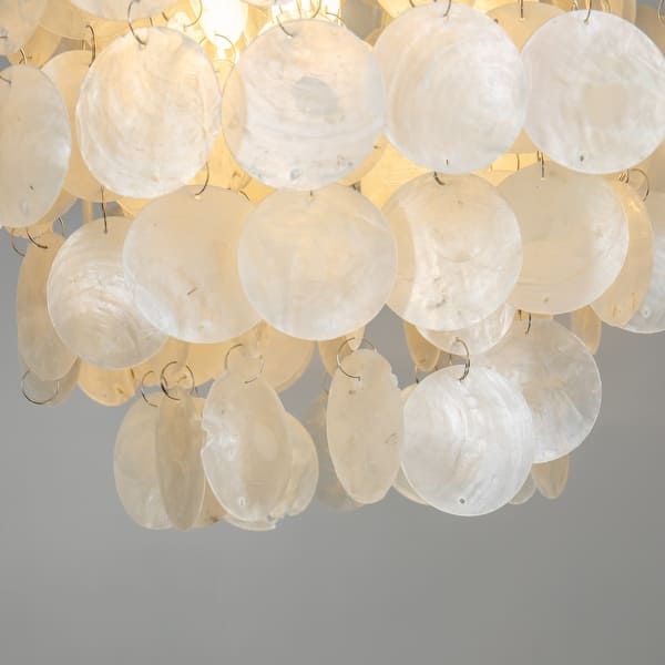 CraftHome 3 Light Coastal Capiz Shell Flush Mount Ceiling Light in ...