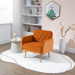 Velvet Accent Chair Lounge Chair Leisure Recliner Sofa with Rose Golden ...