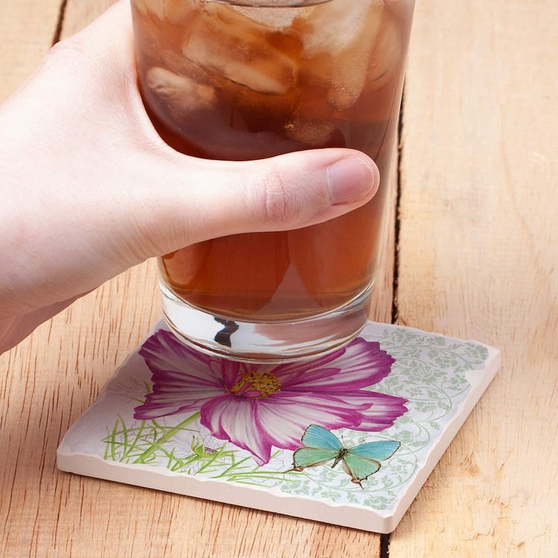 Absorbent Stone Beverage Coasters - Set of 4 - Cosmos - Multi-149 ...