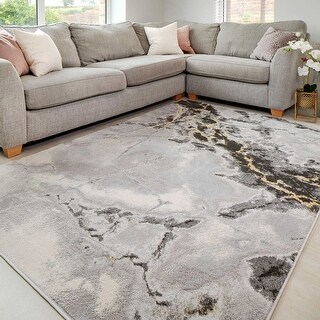 Kukoon Grey Modern Tonal Living Room Rug - Bed Bath & Beyond - 40693416