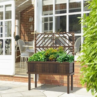 Outsunny Raised Garden Bed w/Trellis for Climbing Plants,Wood Planters - Bed Bath & Beyond ...