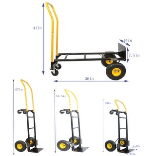 Hand Truck Dual Cart 4 Wheel Push Cart with Swivel Wheels 330 Lbs ...