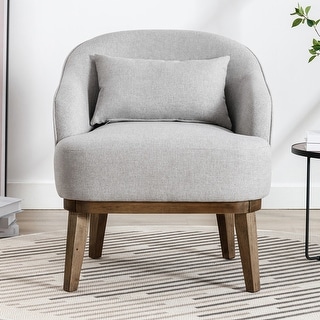 Modern Mid-Century Armchair Accent Chair with Pillow and Solid Wood leg ...