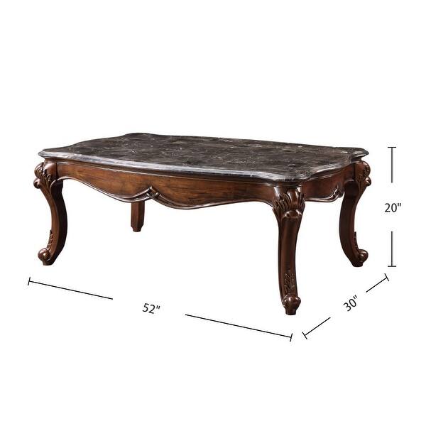 Rectangular Marble Top Coffee Table in Cherry Finish - Bed Bath ...