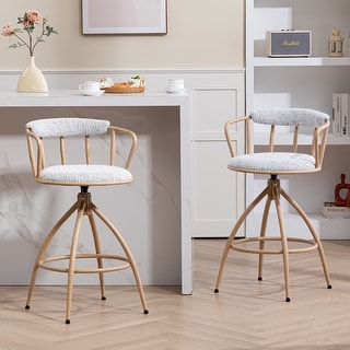 Set of 2 Swivel Bar Stools with Water Transfer Printed Metal Frame ...