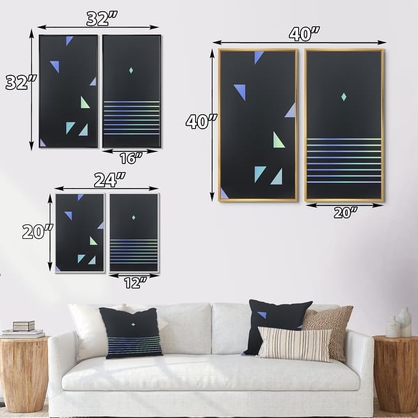 Designart "Japanese Vintage Geometric Gradients II" Geometric Framed ...