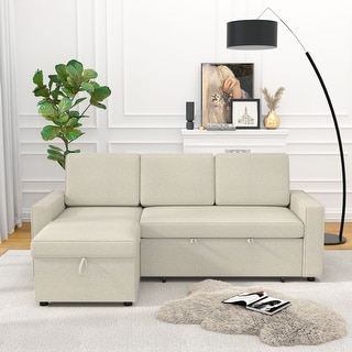 85.8" Pull Out Sleeper Sofa L-Shaped Couch Convertible Sofa Bed - Bed ...