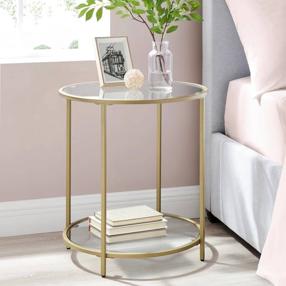 Gold glass nightstand store