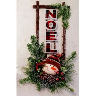 Noel Framed With Snowman And Pine Boughs And Cones Sign - Bed Bath ...