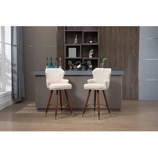 2 Pc Ergonomic Polyester Bar Stools with 360 Degree Footrest and Arm ...