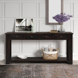 Black console table pine sofa table bottom shelf for entryway table ...