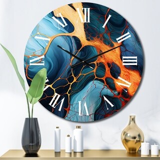 Designart "Lava Marble Art Liquid Orange And Blue I" Abstract Painting ...