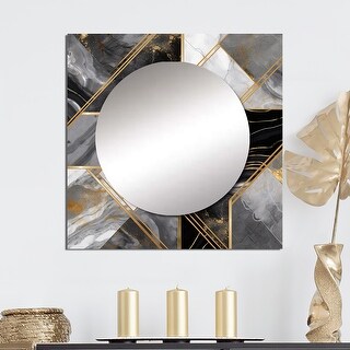 Designart "Marble Granite Agate With Touches Of Gold IV" Abstract ...