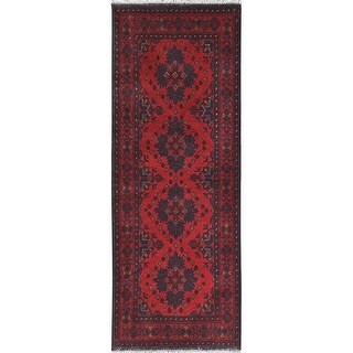 Shahbanu Rugs Candy Red, Afghan Andkhoy with Geometric Pattern, Natural ...